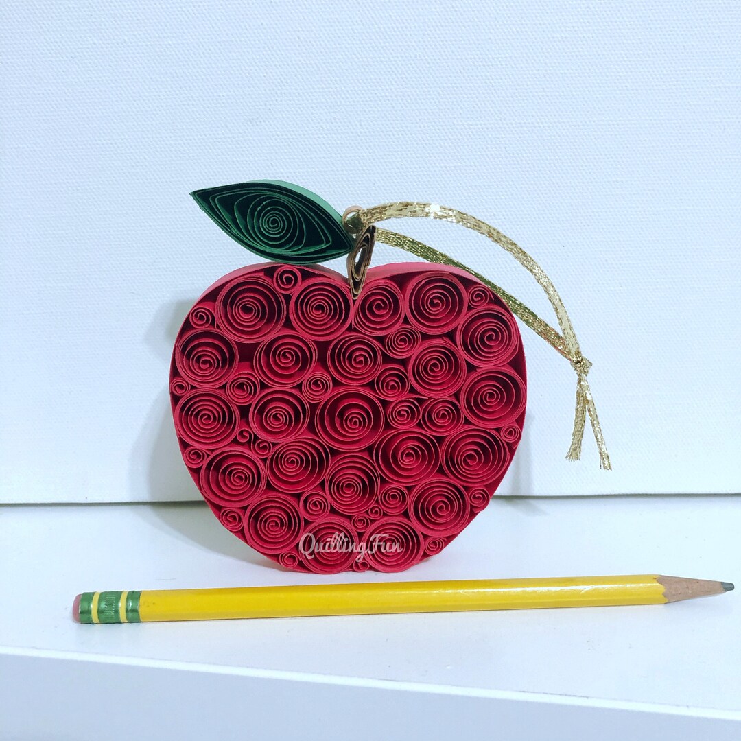 Paper Quilled Apple Ornament, Apple Decoration, Teacher Gift, Teacher ...
