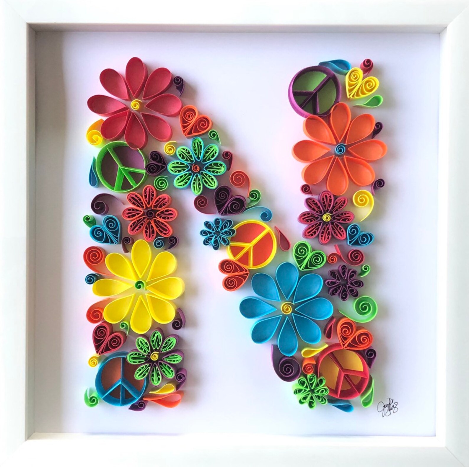 Quilled Paper Monogram 12x12 Initial or Customized Quilled | Etsy