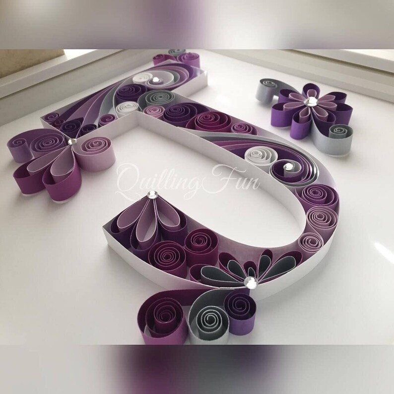 Quilled Paper Monogram 12x12 Initial or Customized Quilled | Etsy