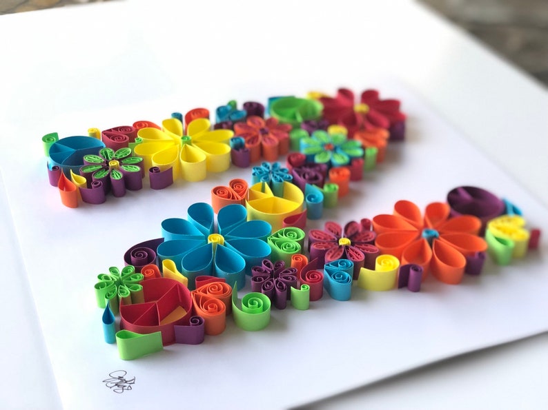 Quilled Paper Monogram 12x12 Initial or Customized Quilled | Etsy