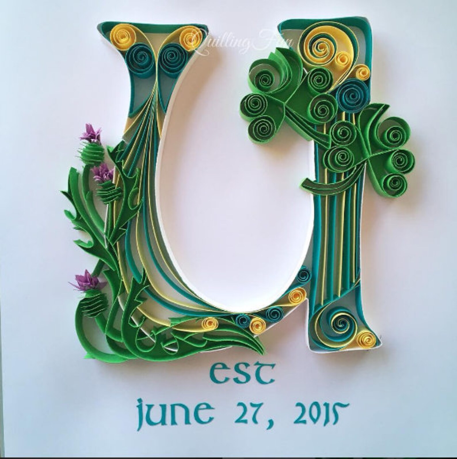 Themed Quilled Paper Art 12x12 Initial or Monogram | Etsy