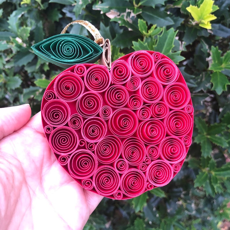 Paper Quilled Apple Ornament, Apple Decoration, Teacher Gift, Teacher ...