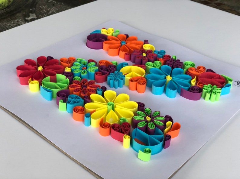 Quilled Paper Monogram 12x12 Initial or Customized Quilled | Etsy