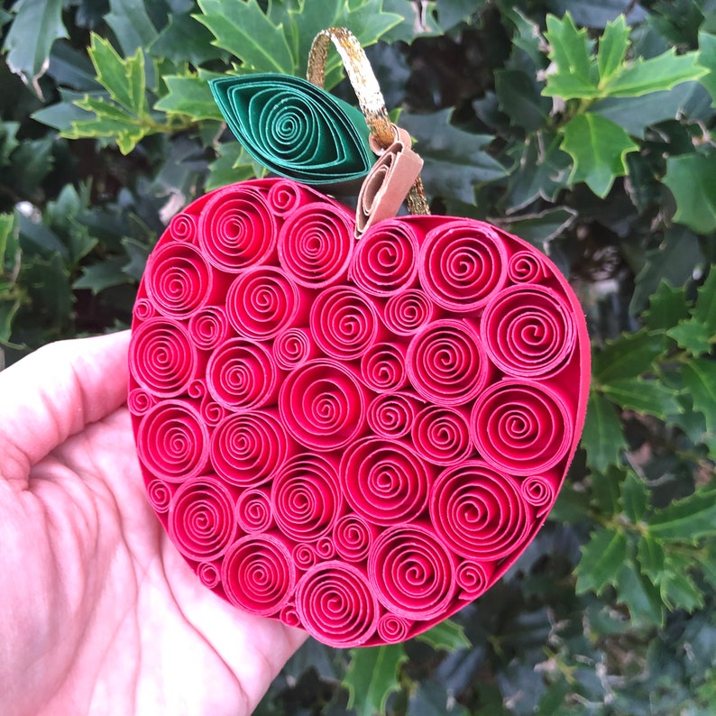 Paper Quilled Apple Ornament, Apple Decoration, Teacher Gift, Teacher ...