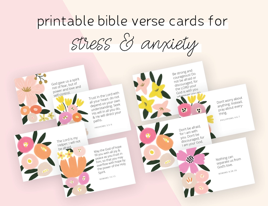 Stress & Anxiety Bible Verse Cards, Printable, Instant Digital Download ...
