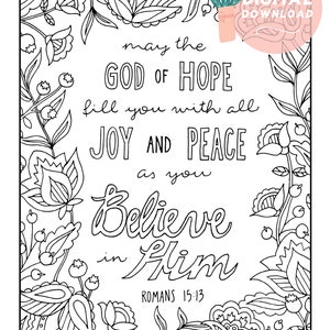 HOPE Coloring Bundle, Printable Coloring Pages, Christian Coloring ...