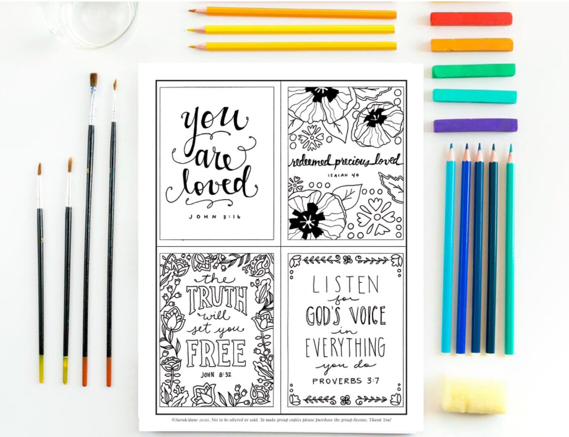 4-in-1 Mini Set, Printable Coloring Page, Christian Coloring ...
