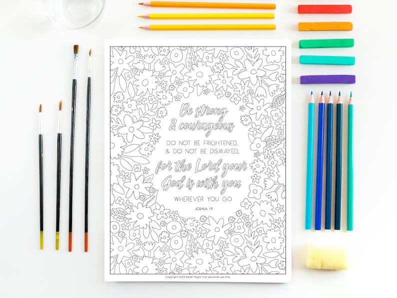 Be Strong and Courageous Printable Coloring Page, Joshua 1:9 Coloring ...