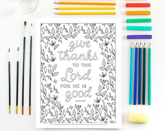 Give Thanks to the Lord Coloring Pages - Etsy