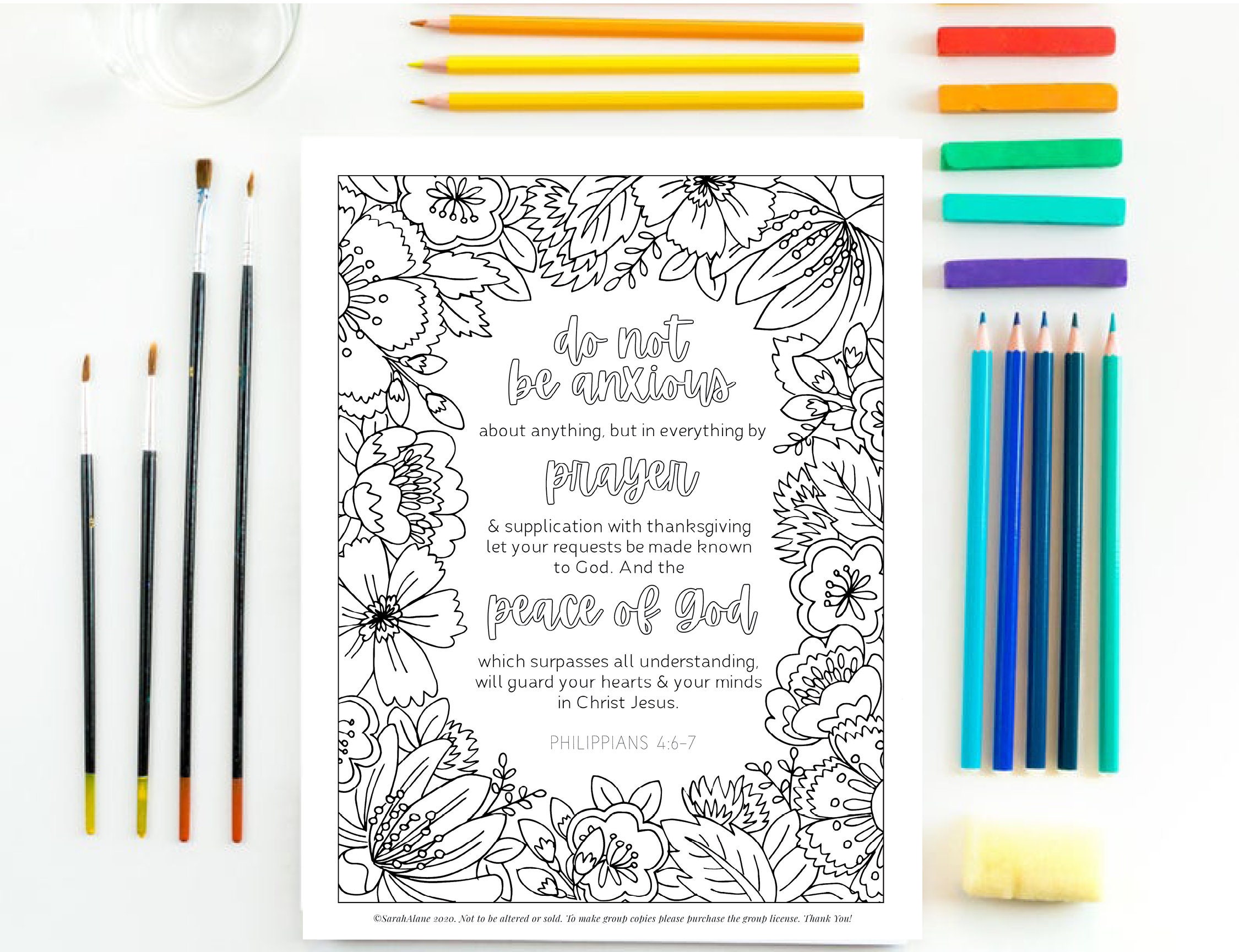 Do Not Be Anxious, Printable Coloring Page, Philippians 4:6-7, Coloring ...