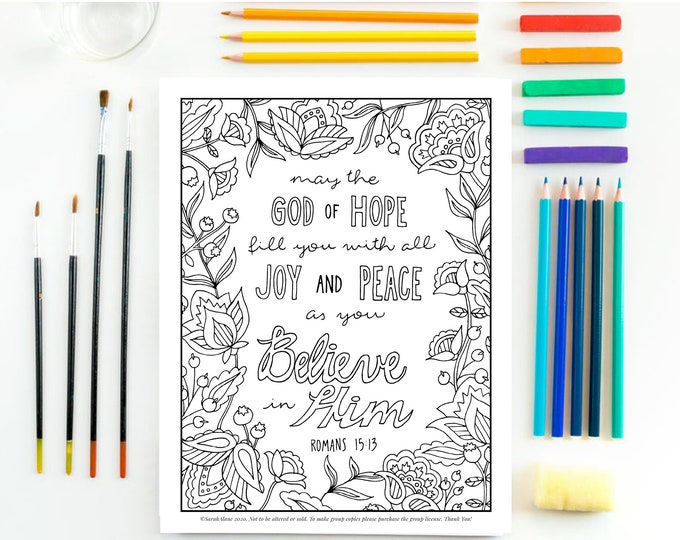 God of Hope, Coloring Page, Romans 15:13, Printable Coloring, Christian ...