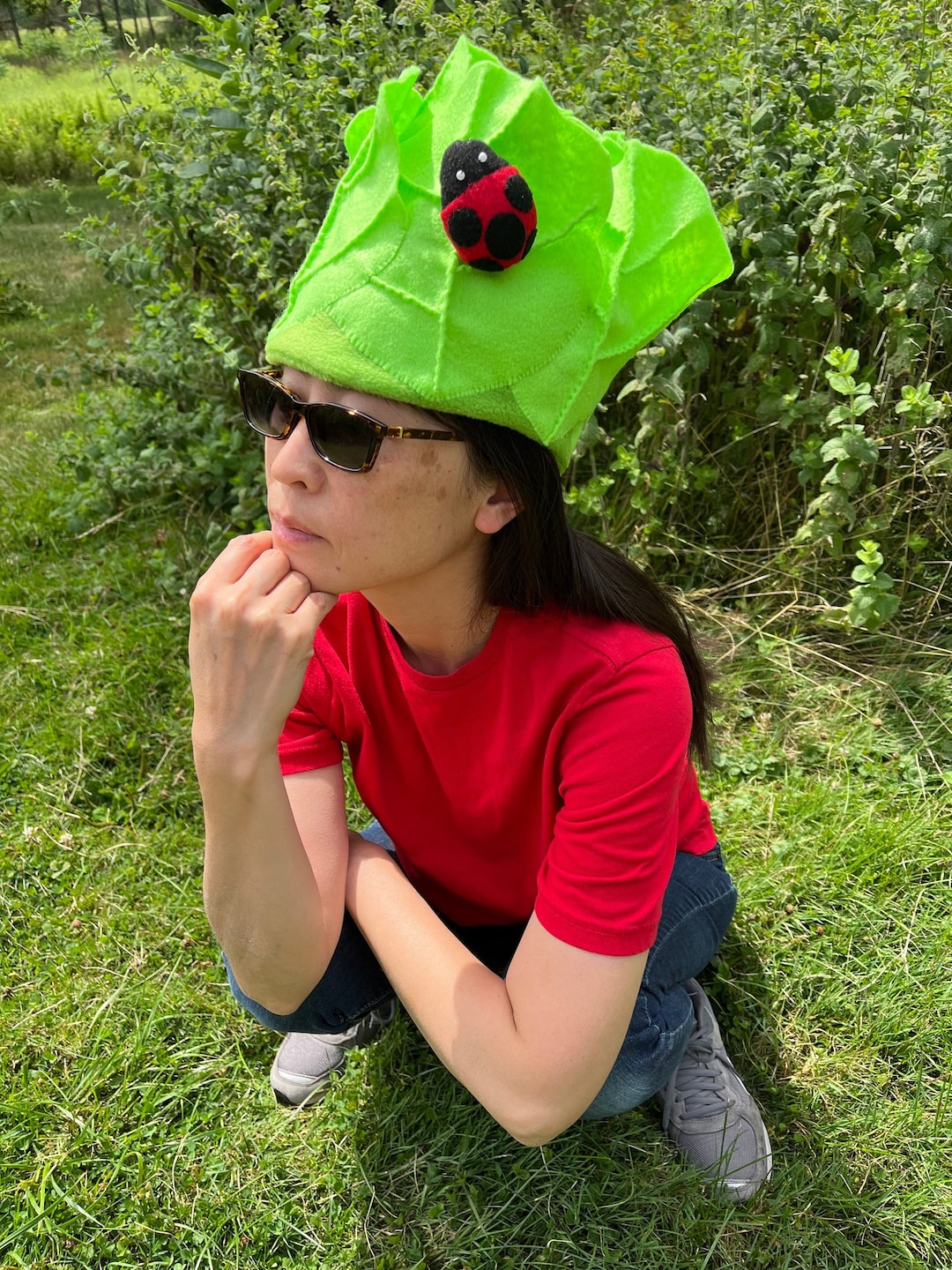 Unisex Lettuce Hat With Detachable Ladybug Brooch - Etsy