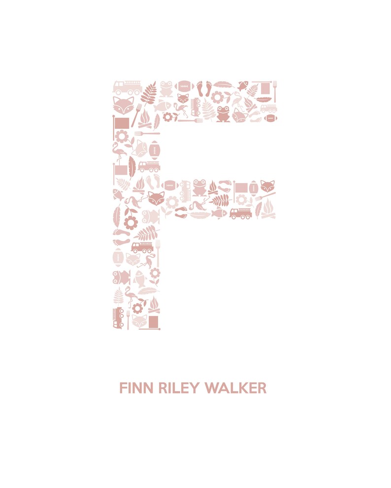 Custom Baby Art, Custom Letter, Letter F, Toddler Print, Animal ABC ...