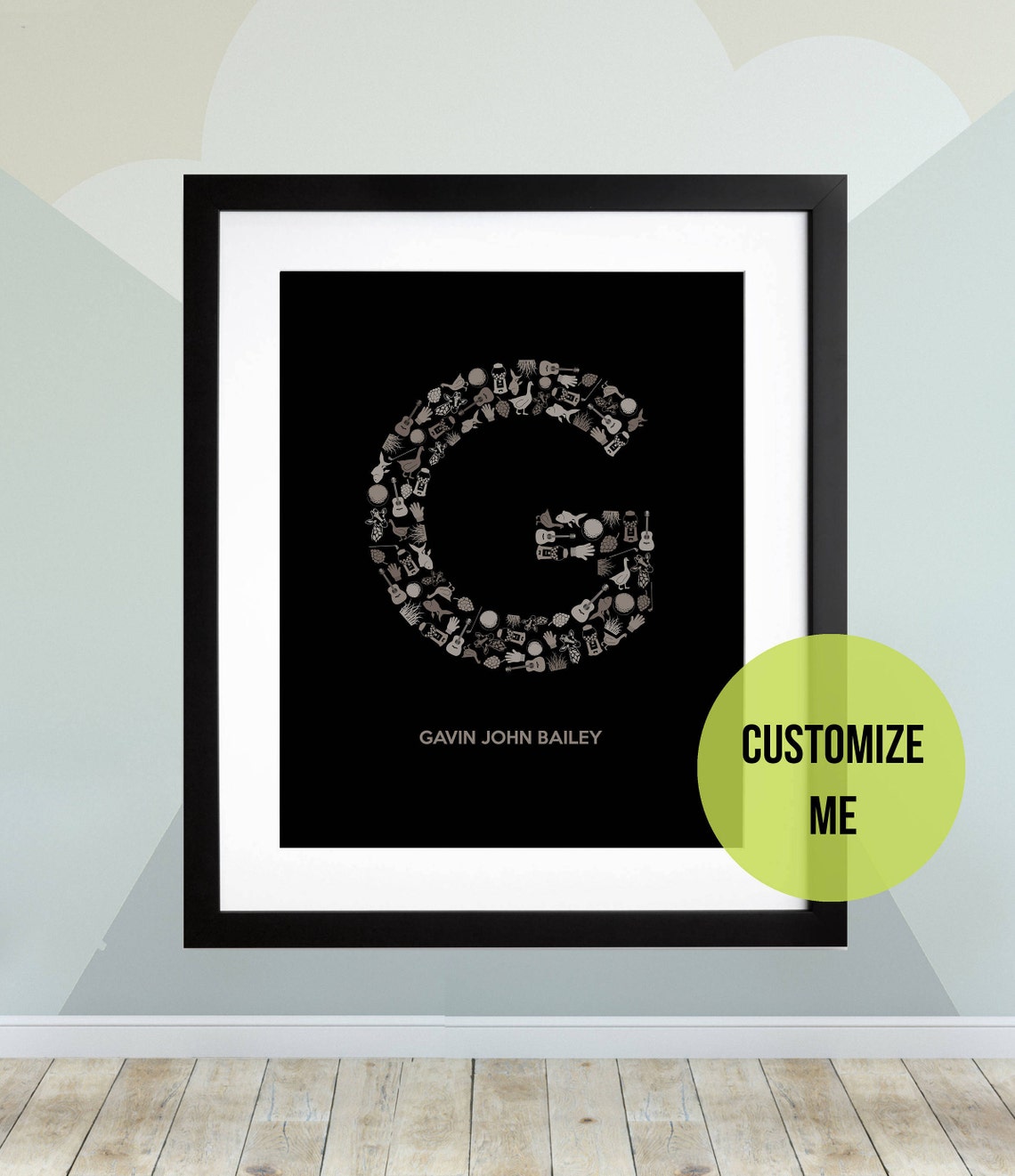 Custom Home Art, Custom Letter, Letter G, Toddler Print, Animal ABC ...