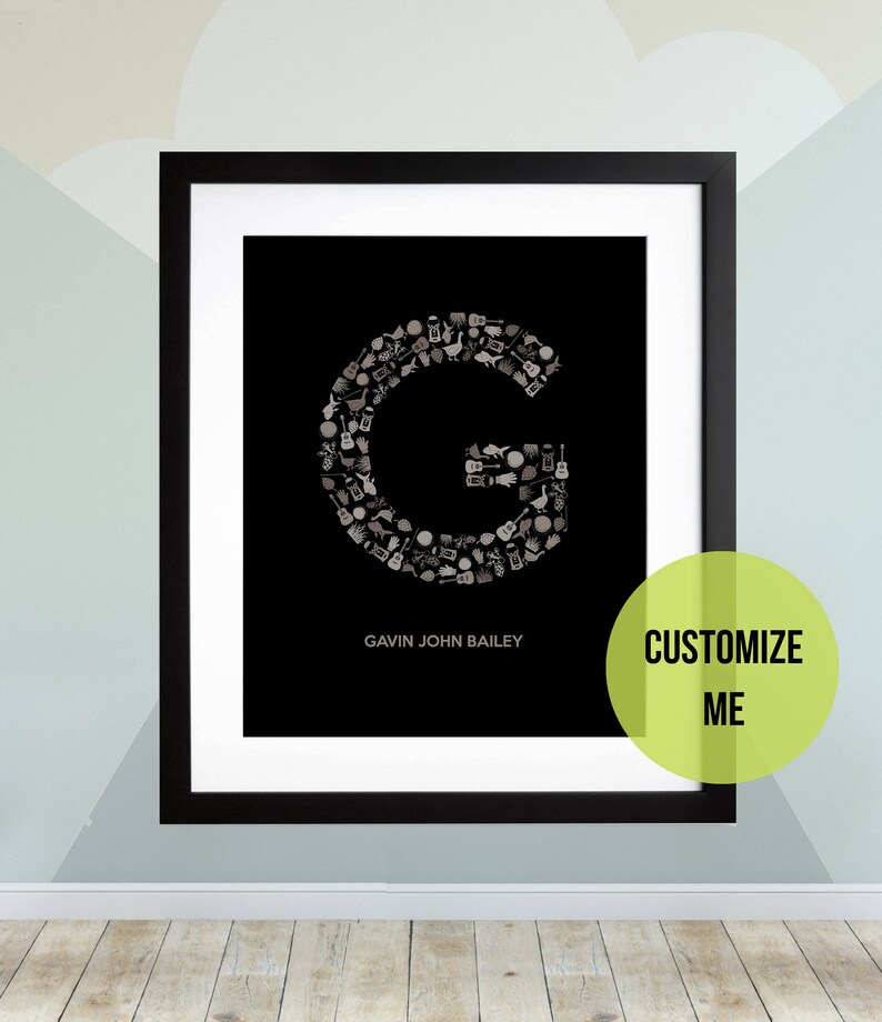 Custom Home Art, Custom Letter, Letter G, Toddler Print, Animal ABC ...