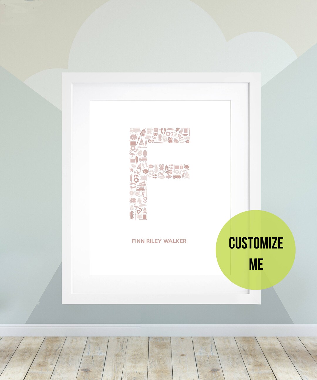 Custom Baby Art, Custom Letter, Letter F, Toddler Print, Animal ABC ...