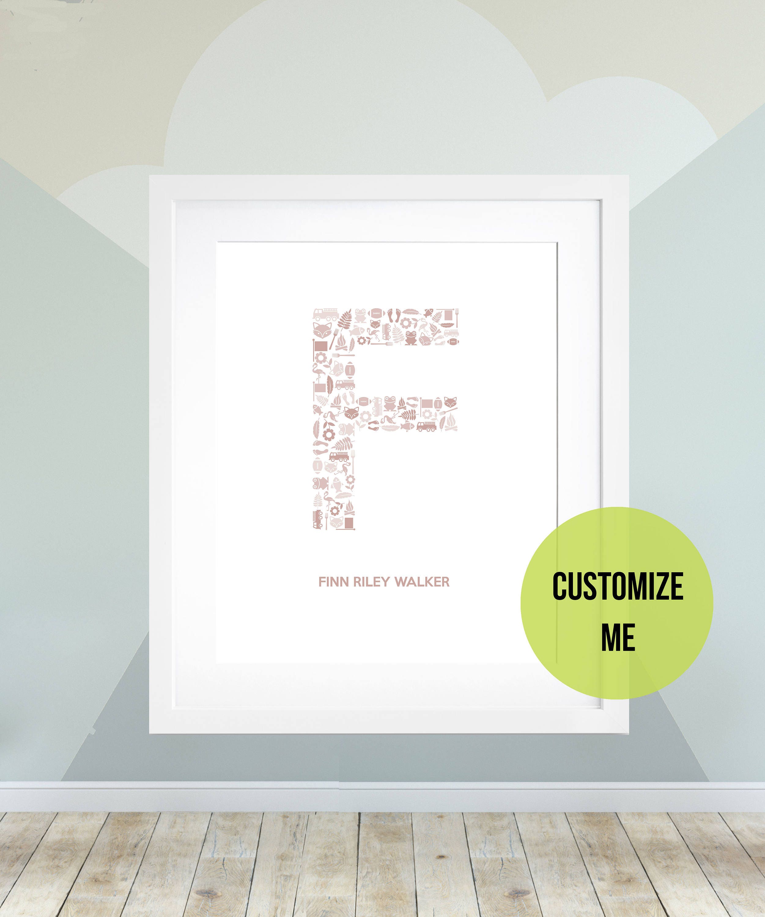 Custom Baby Art, Custom Letter, Letter F, Toddler Print, Animal ABC ...