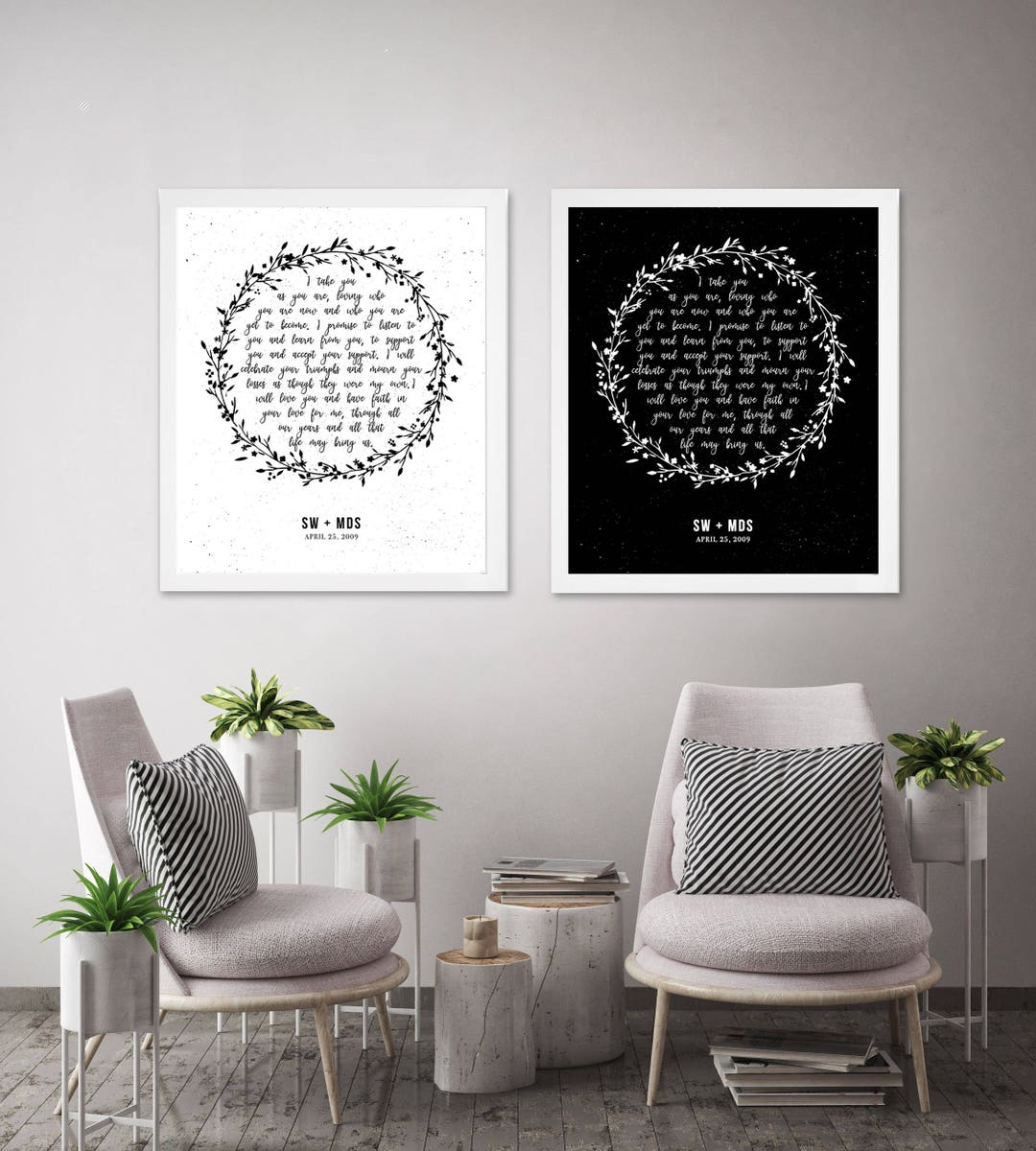 Custom Wedding Vows, Custom Home Art, Printable Vows, Wall Art, Home ...