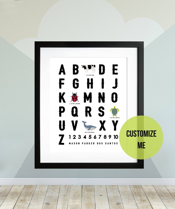 Custom ABC Poster Printable Animal ABC Art Alphabet - Etsy