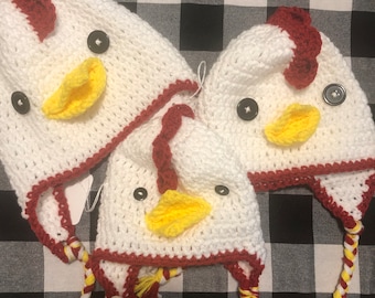Build Your Own Chicken Knitted Beanie - Chicken Print Hat - Fall Hat ...
