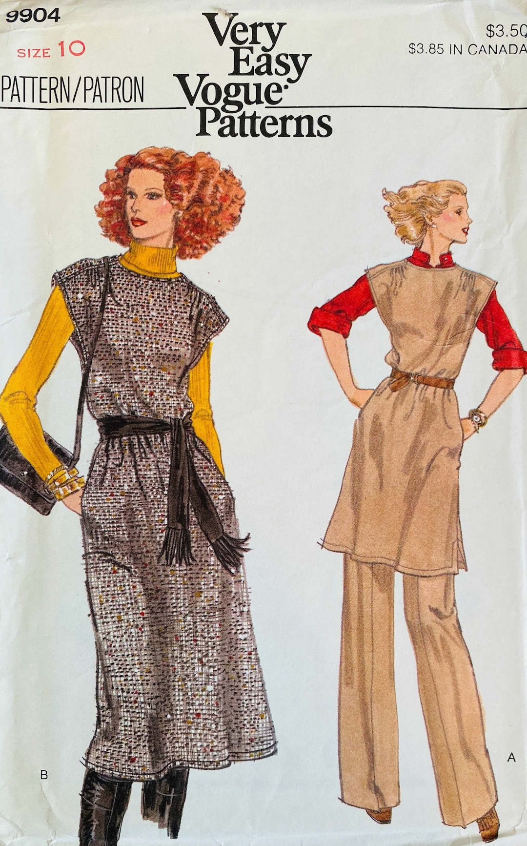 Uncut 1970s Vogue Vintage Sewing Pattern 9904, Size 10 Misses' Jumper ...