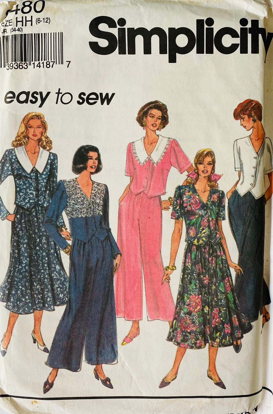 Uncut 1990s Simplicity Vintage Sewing Pattern 8480, Size 6-8-10-12 ...