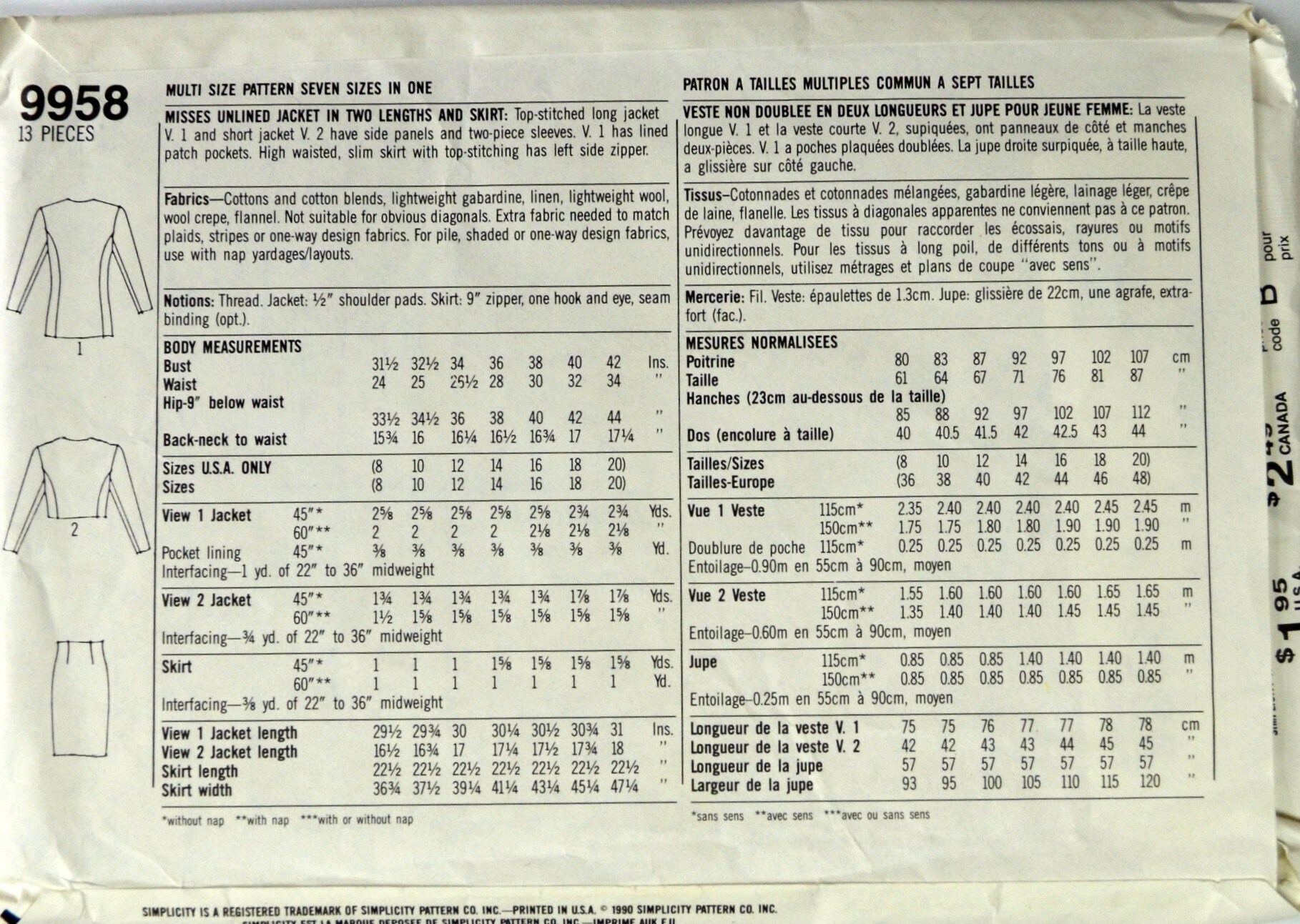 Uncut 1990s Simplicity Vintage Sewing Pattern 9958 Size 8-20 - Etsy UK