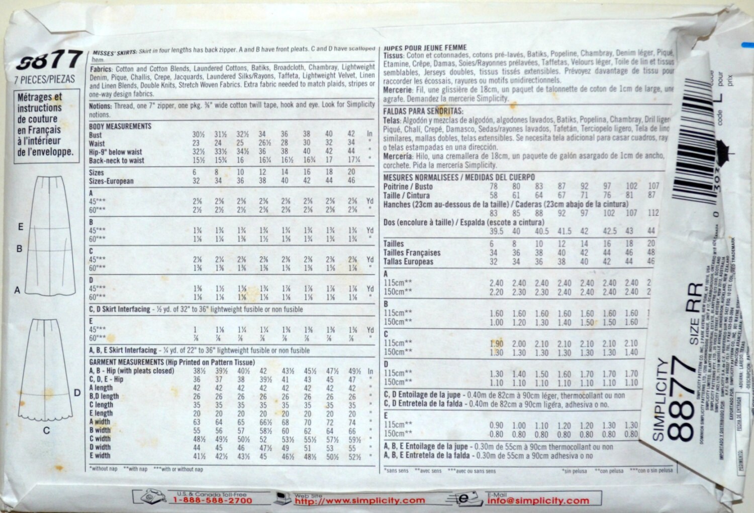 Uncut 1990s Simplicity Vintage Sewing Pattern 8877 Size - Etsy