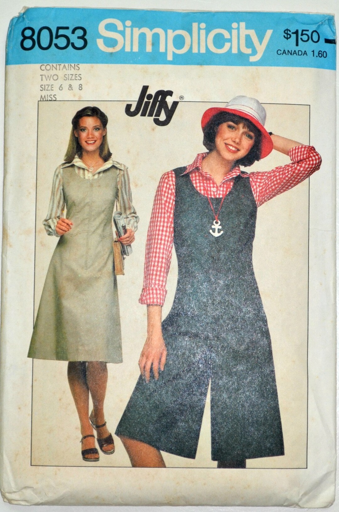 1970s Simplicity Vintage Sewing Pattern 8053, Size 6 & 8 Misses' Jumper ...