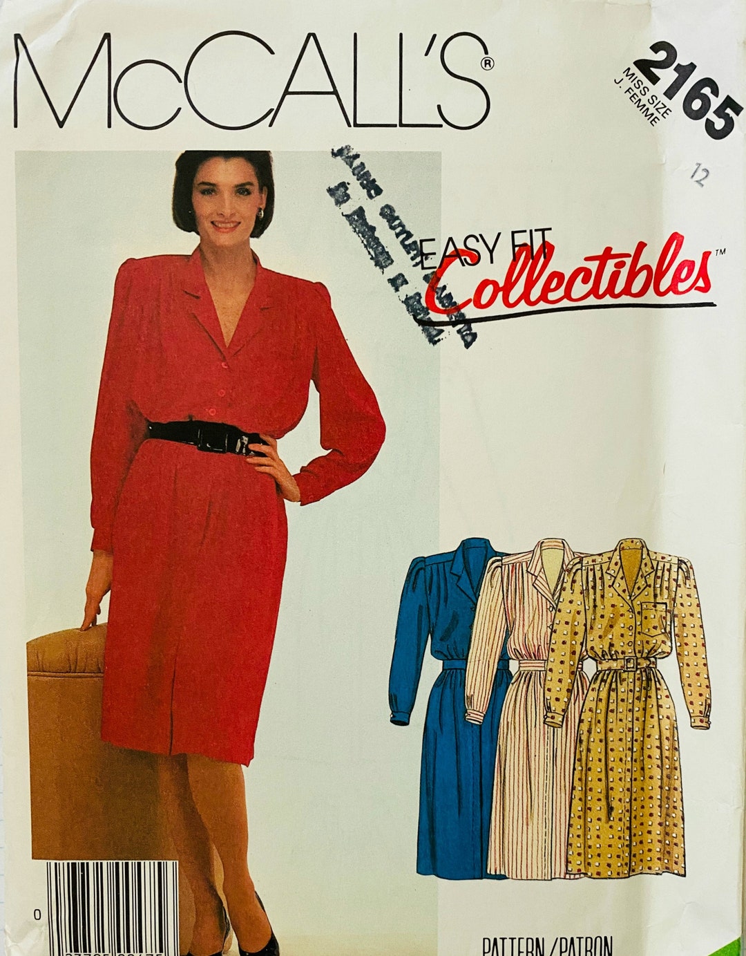 Uncut 1980s Mccall's Vintage Sewing Pattern 2165, Size 12 Misses' Dress ...
