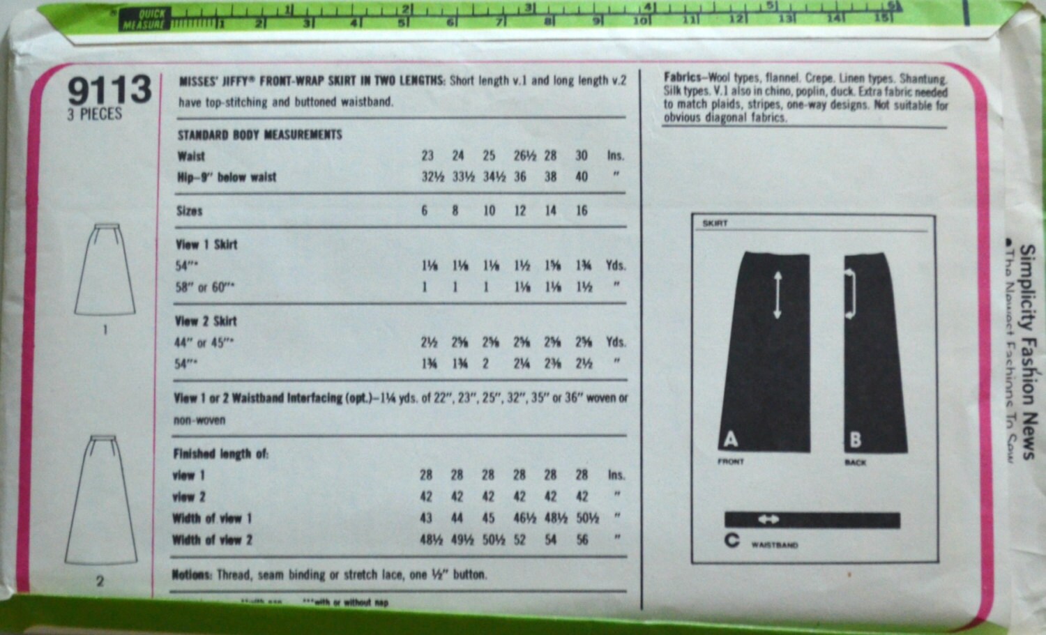 1970s Simplicity Vintage Sewing Pattern 9113 Size 16 - Etsy