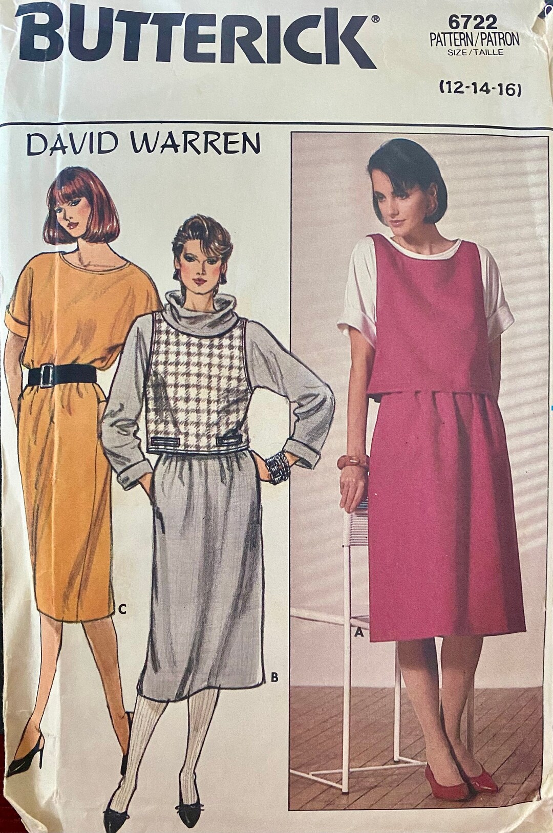 Uncut 1980s Butterick Vintage Sewing Pattern 6722, Size 12-14-16 Misses ...