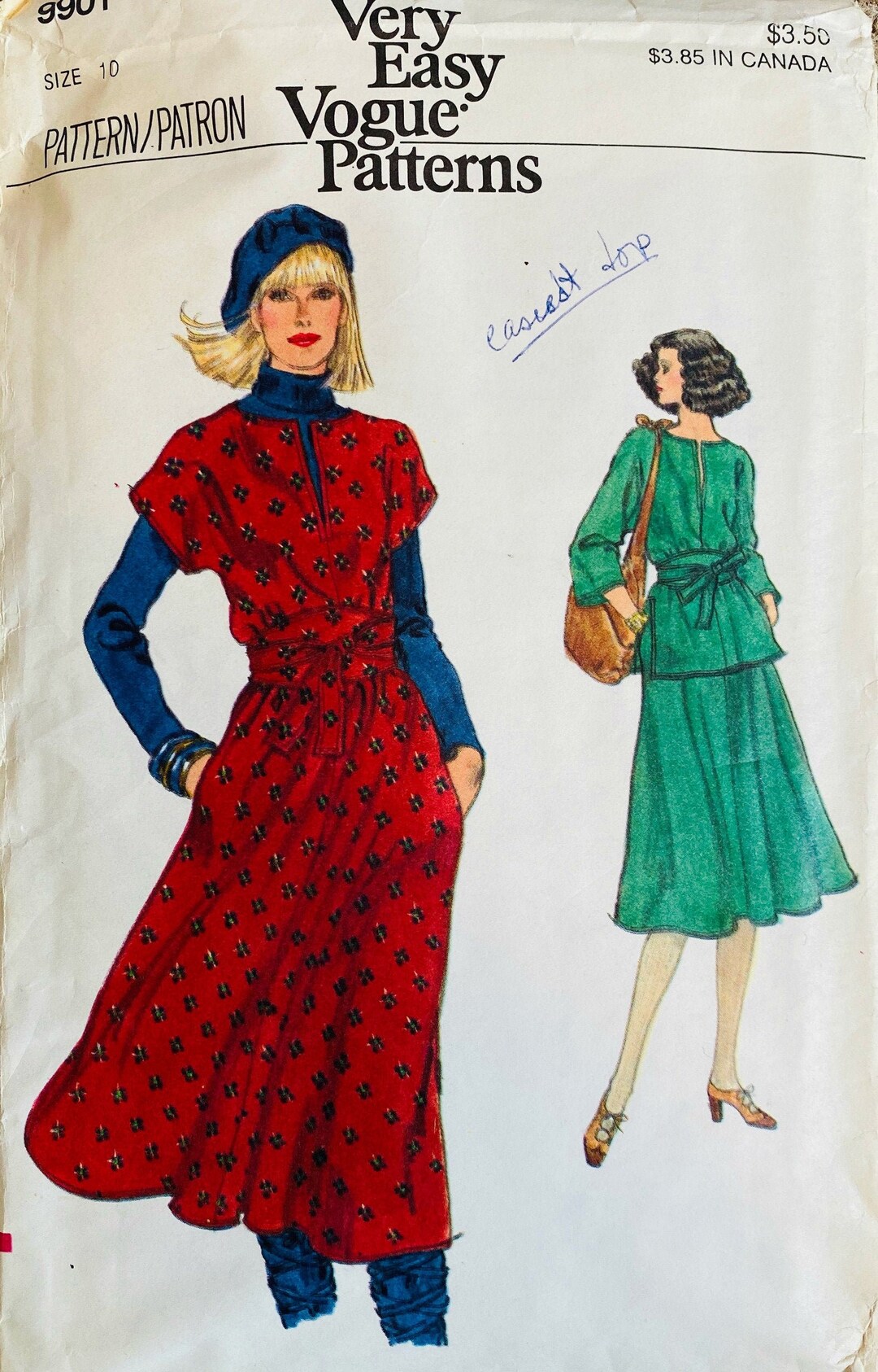 Uncut 1970s Vogue Vintage Sewing Pattern 9901, Size 10 Misses' Dress ...