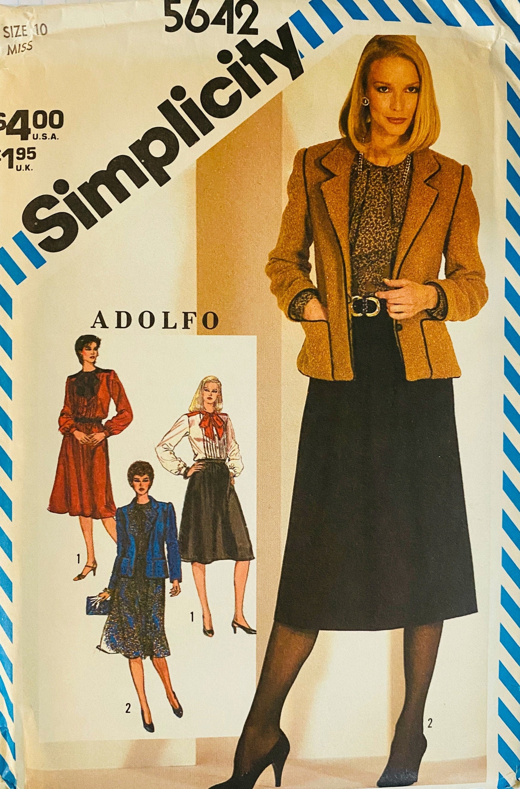 Uncut 1980s Simplicity Vintage Sewing Pattern 5652 Size 10 Misses' Two ...