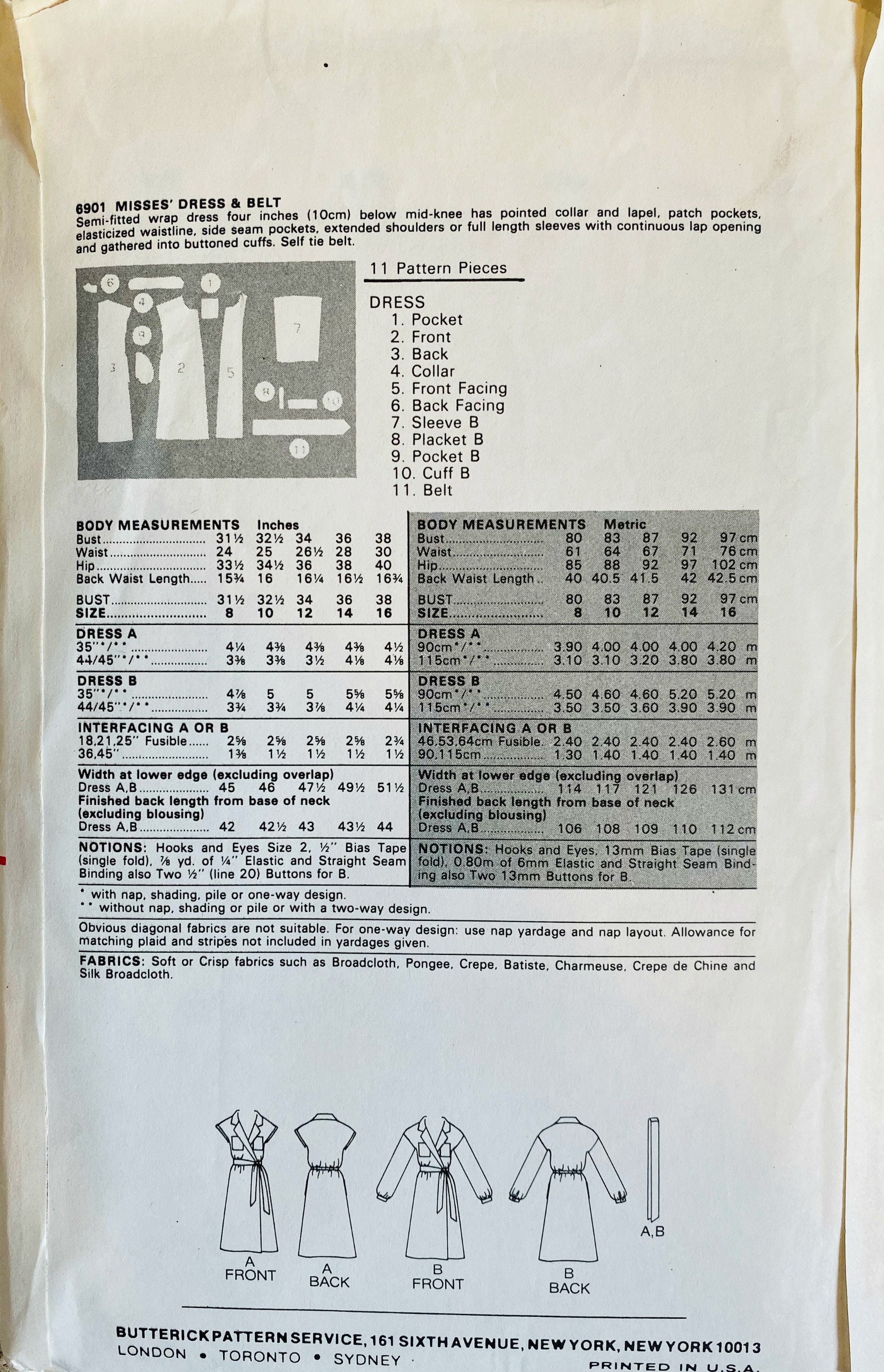 Uncut 1970s Butterick Vintage Sewing Pattern 6901 Size 10 - Etsy