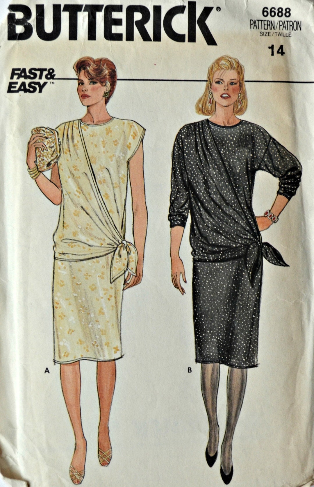 1980s Butterick Vintage Sewing Pattern 6688, Size 14 Misses' Dress - Etsy