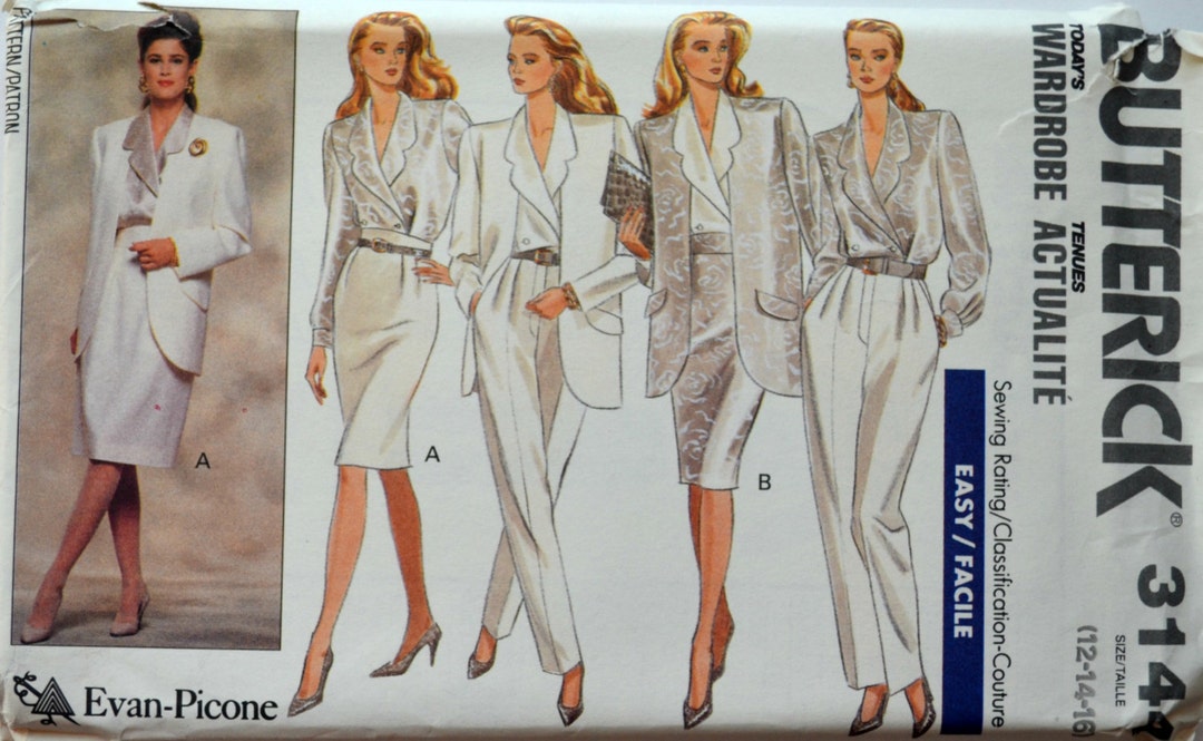 Uncut 1980s Butterick Vintage Sewing Pattern 3144, Size 12-14-16 Misses ...