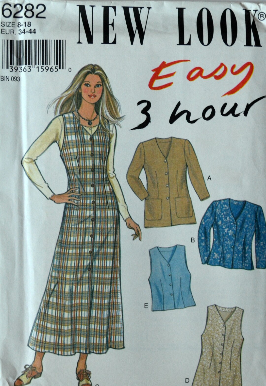 Uncut 1990s New Look Vintage Sewing Pattern 6282 Size 8-18 Misses ...