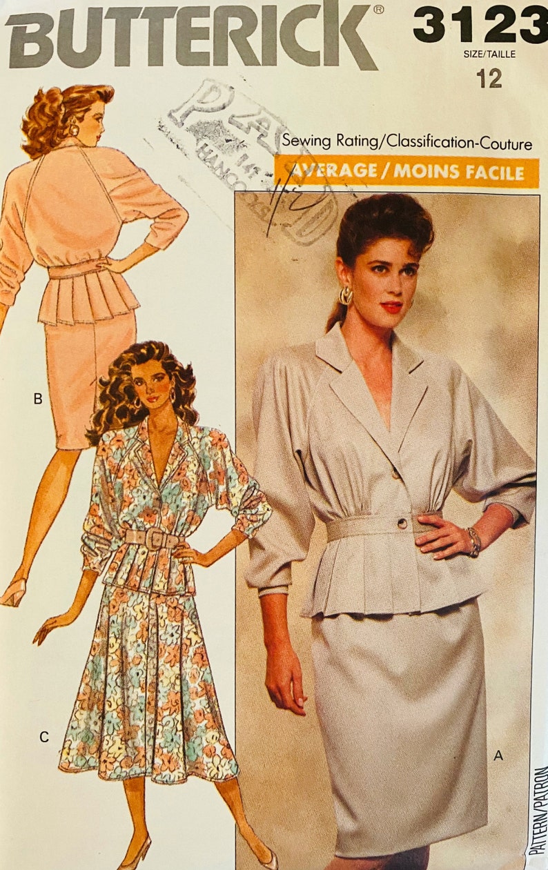 Uncut 1980s Butterick Vintage Sewing Pattern 3123, Size 12 Misses' Top ...