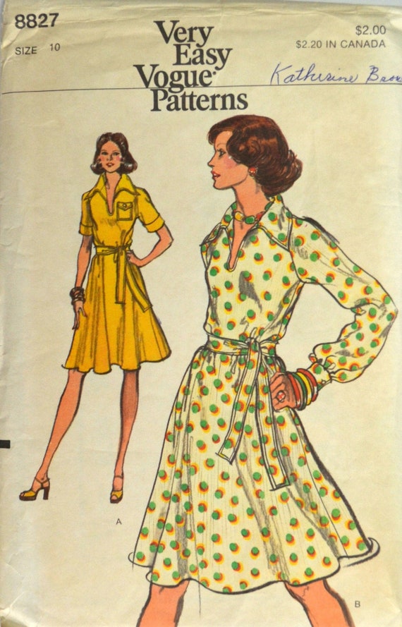 Uncut 1970s Vogue Vintage Sewing Pattern 8827 Size 10 | Etsy