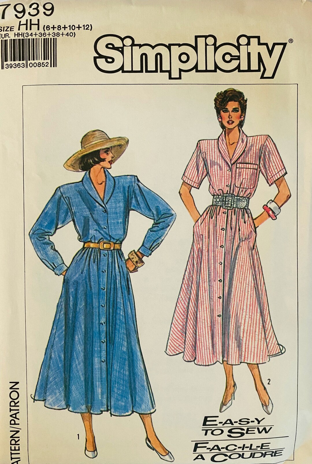 Uncut 1980s Simplicity Vintage Sewing Pattern 7939 Size 6-8-10-12 ...