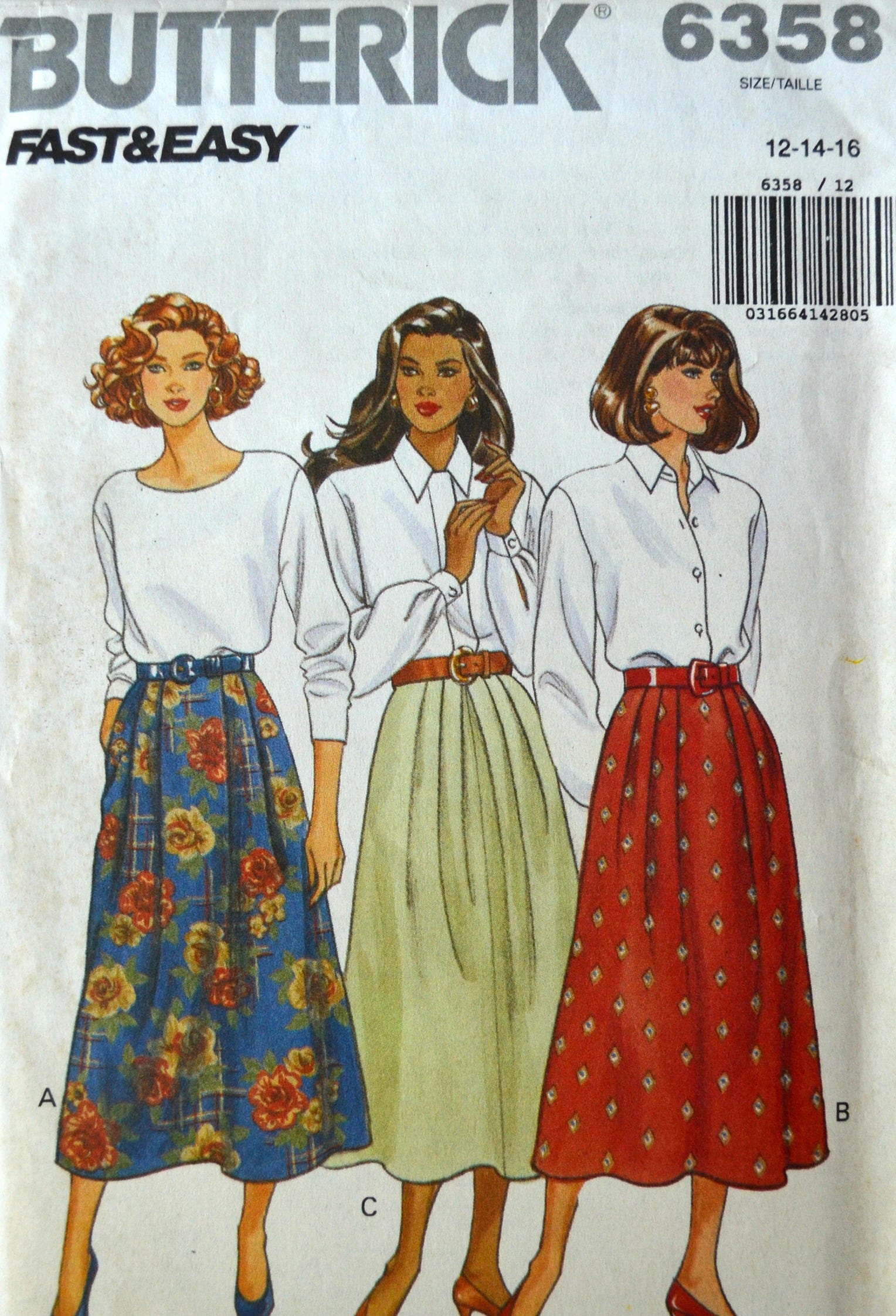 Uncut 1990s Butterick Vintage Sewing Pattern 6358, Size 12-14-16 Misses ...