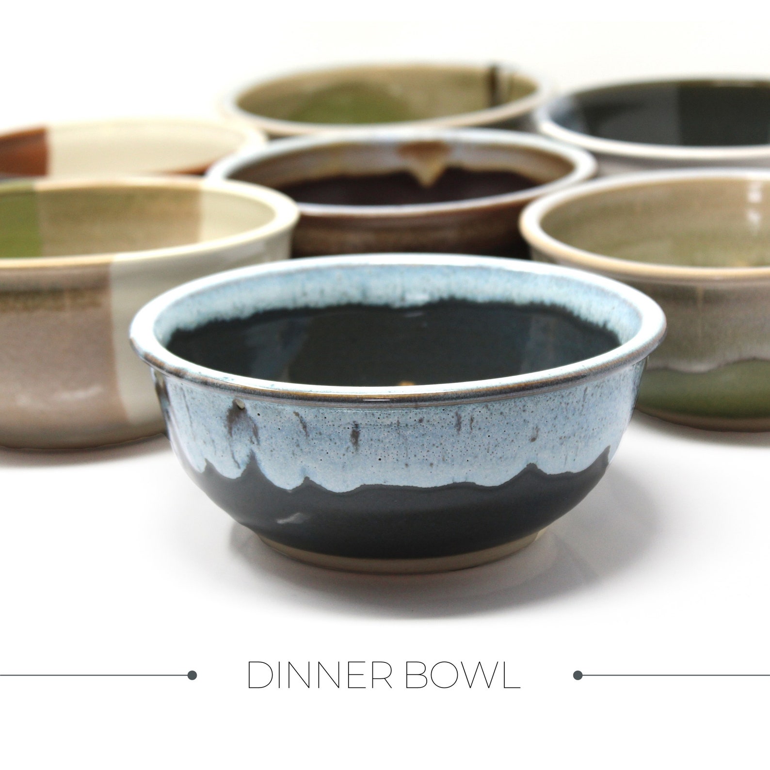 Stoneware Pottery Bowls, Blue Stoneware Bowl, Handmade Bowls, Bowls ...