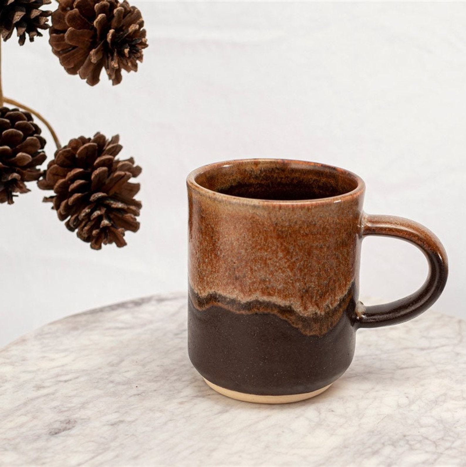 Brown Agate Stoneware Mug With Handle Stoneware Coffee Mug - Etsy