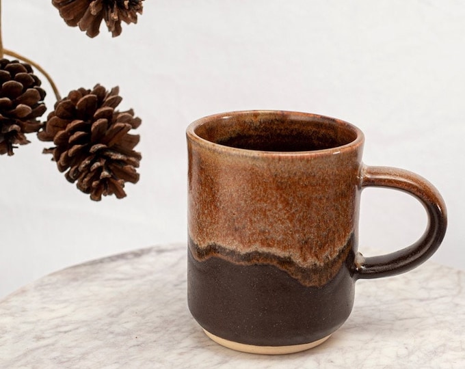 Brown Agate Stoneware Mug With Handle, Stoneware Coffee Mug, Brown ...