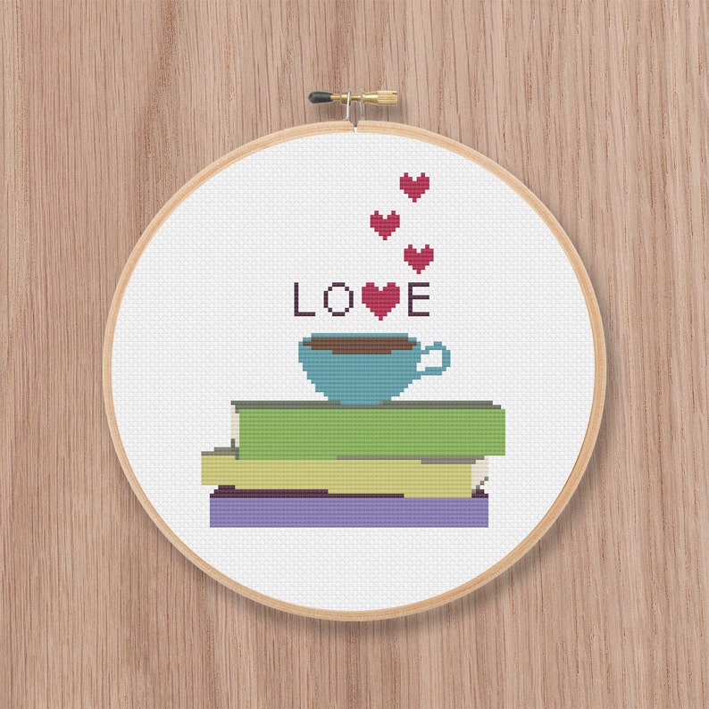 Books Tea Love Cross Stitch Pattern - Etsy