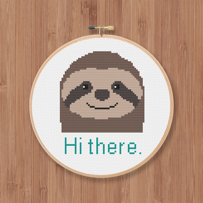 Sloth Cross Stitch - Etsy
