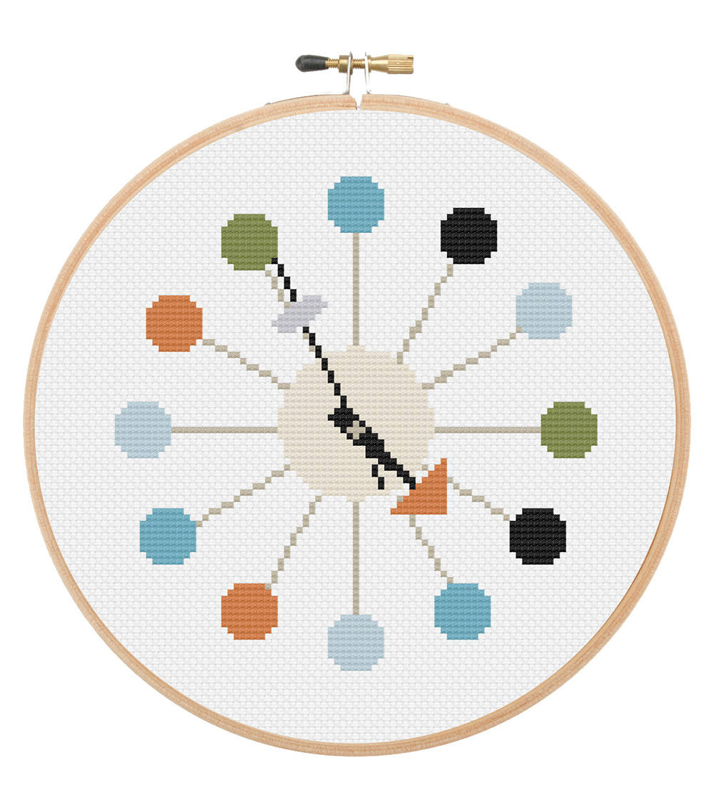 Retro Clock Cross Stitch Pattern - Etsy