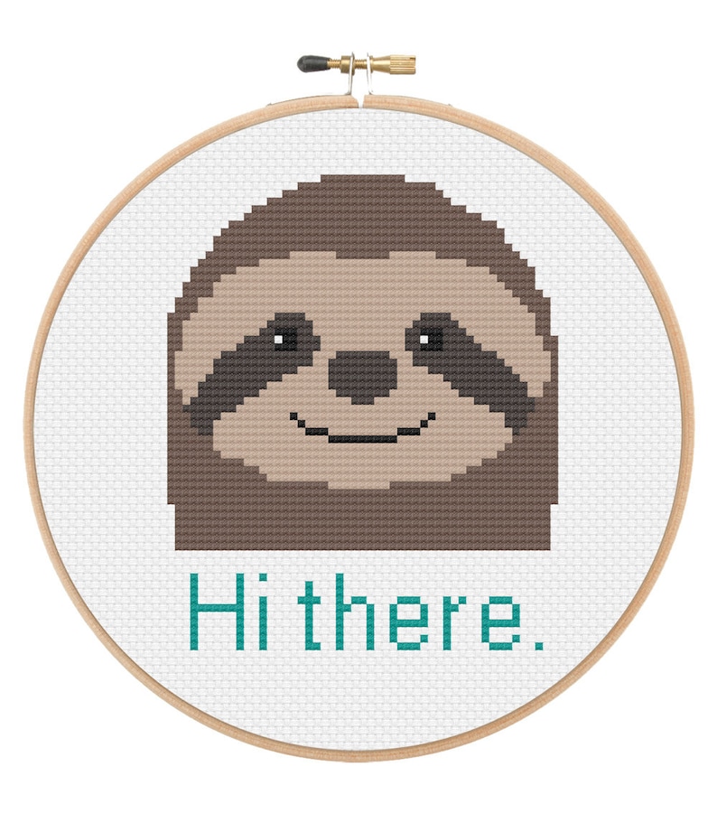 Hi There Sloth Cross Stitch Pattern - Etsy