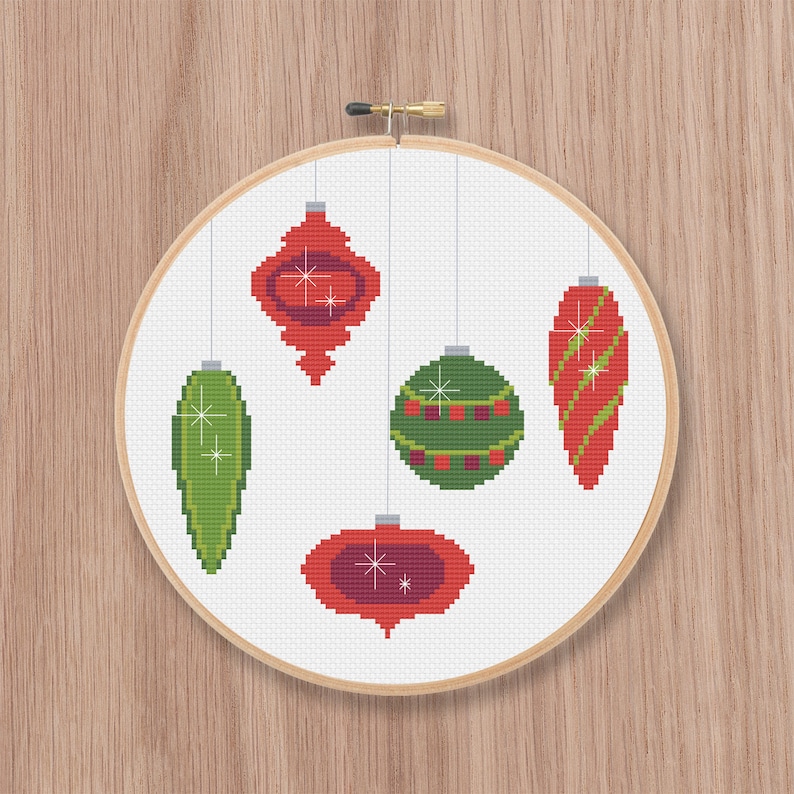Retro Christmas Ornaments Cross Stitch Pattern - Etsy